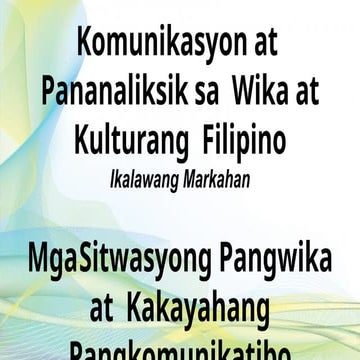 K-TO-12 GRADE 11 FILIPINO Senior High School - Komunikasyon at ...