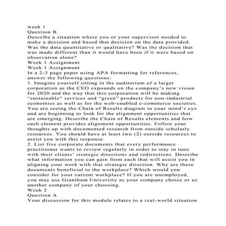 week 1Question BDescribe a situation where you or your superviso.docx