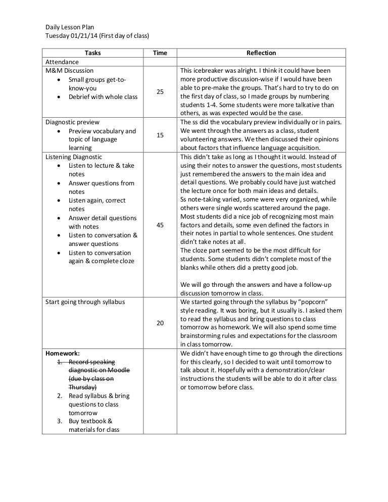 Sample Functional Lesson Plan