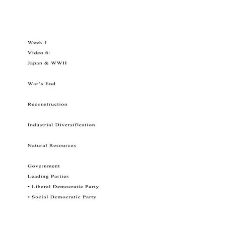 Week 1 Video 6 Japan & WWII War’s End .docx