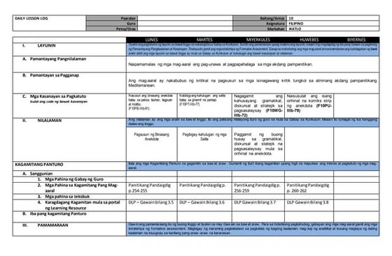 LESSON EXEMPLAR FILIPINO 7 - WEEK 1 - MATATAG CURRICULUM | PPT