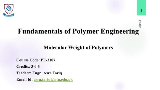 Molecular weight determination of polymers by viscometry | DOCX ...