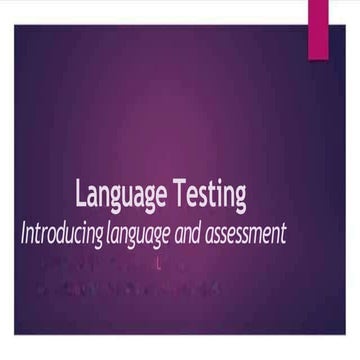 language testing and assessment for teachers | PPT