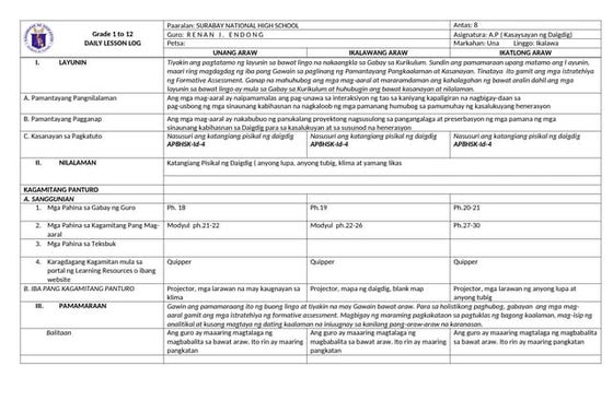 Grade 1 daily lesson log. week 6 day 1 to 5 GMRC | PPT