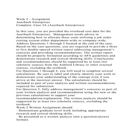 Week 2 - AssignmentAuerbach EnterprisesComplete Case 3A (Auer.docx