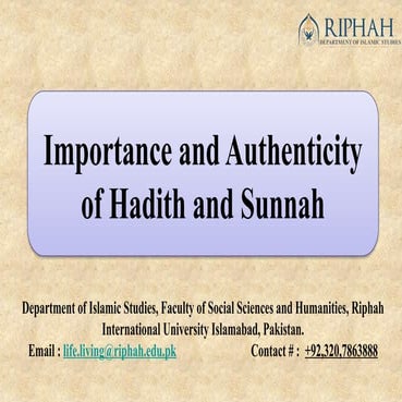 Week 2- Importance and Authenticity of Hadith and Sunnah.pptx