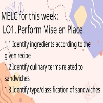 COMMON CULINARY or INDUSTRY TERMS FOR SANDWICHES | PPTX