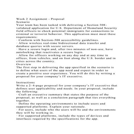 Week 2 Assignment - ProposalScenarioYour team has been tasked .docx