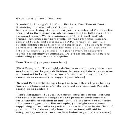Week 2 Assignment Template Sustainable Living Guide Contribut.docx