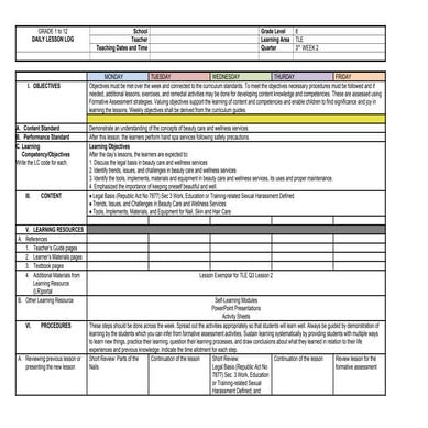 TLE/ HE Wellness Massage Curriculum Guide | PDF