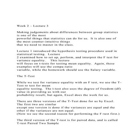 Week 2 – Lecture 3 Making judgements about differences bet.docx