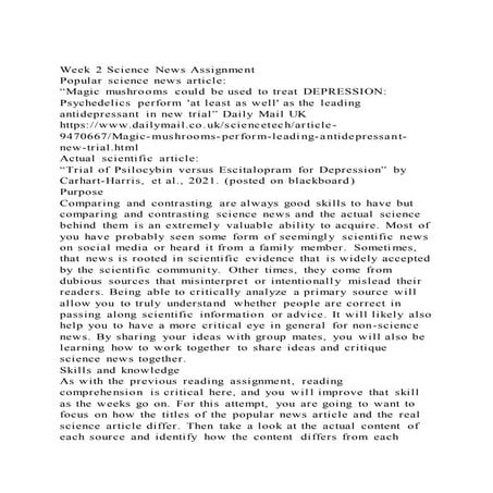 Week 2 science news assignment popular science news articlema | PDF