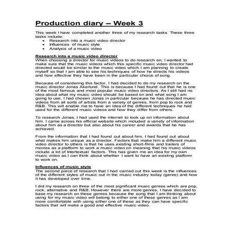 Production diary - week 3 | PDF
