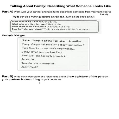 Week 3 class 2 - talking about family and friends- describing what ...