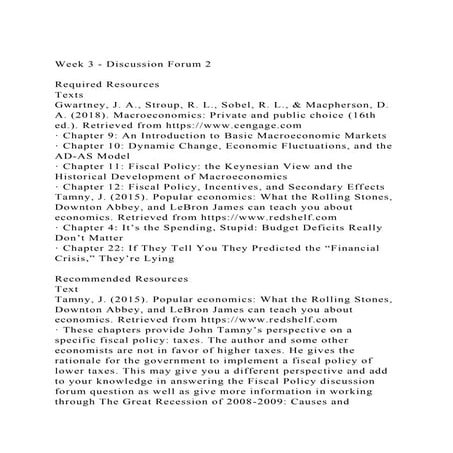 Week 3 - Discussion Forum 2Required ResourcesTextsGwartney | DOCX