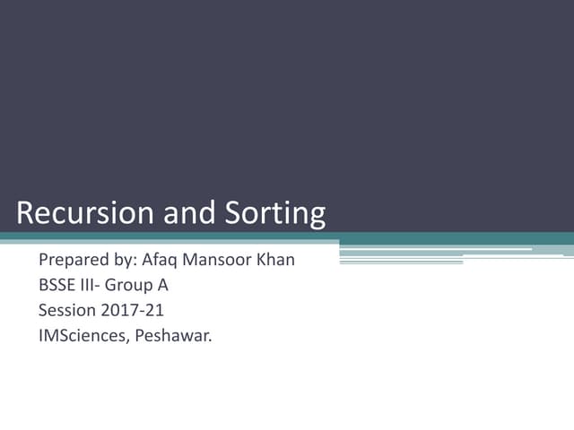 Recursion and Sorting Algorithms | PPT Recursion and Sorting Algorithms | PPT