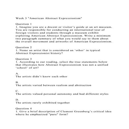 Week 3 American Abstract Expressionism Question 1 1. Imagi.docx