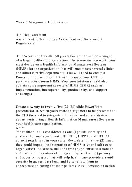 Assignment 1 Technology Assessment and Government RegulationsYou .docx