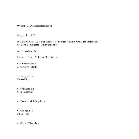 Week 3 Assignment 2 Page 1 of 2 HCM4007 Leadership .docx