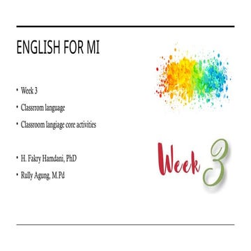 Week 3 Classroom Language English Education Pptx