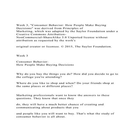 Week 3, Consumer Behavior How People Make Buying Decisions .docx