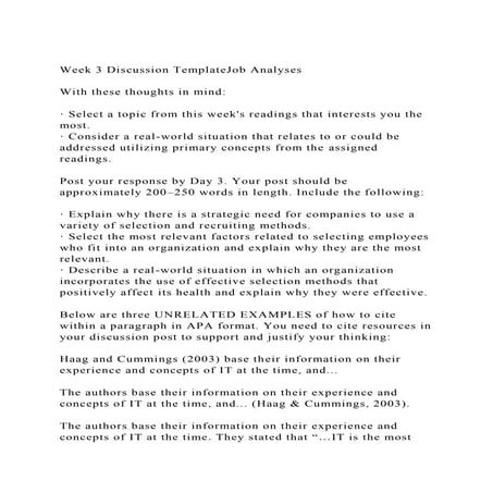 Week 3 Discussion TemplateJob AnalysesWith these thoughts in m.docx