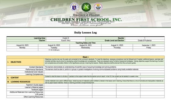 Sample script for demonstration teaching | DOCX