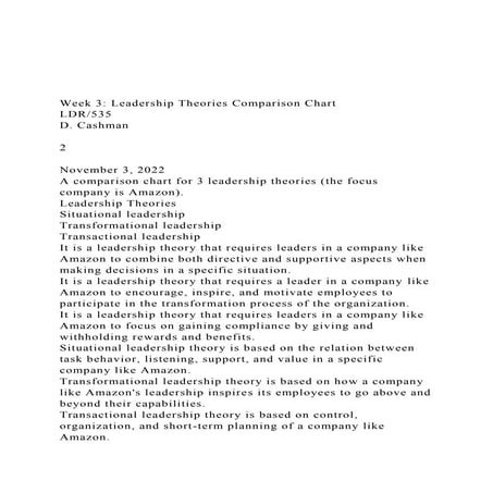 Week 3 Leadership Theories Comparison ChartLDR535D. Ca.docx