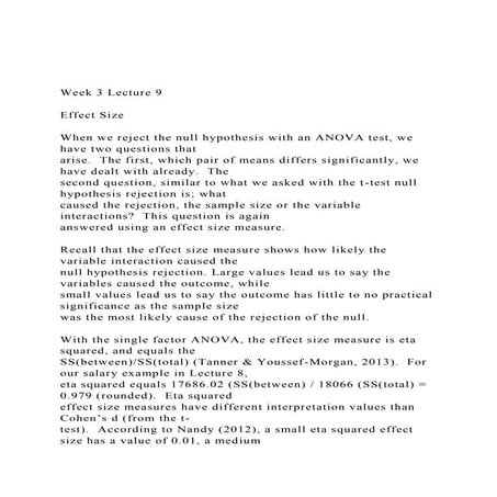 Week 3 Lecture 9 Effect Size When we reject the null h.docx