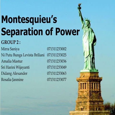 Week 3, montesquieu's separation of power | PPTX