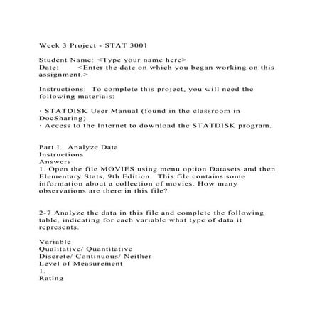 Week 3 Project - STAT 3001Student Name Type your name here.docx