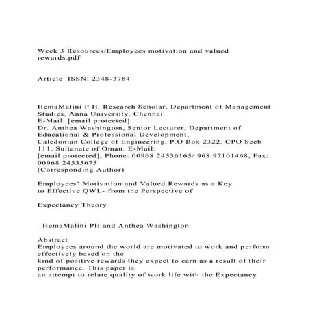 Week 3 ResourcesEmployees motivation and valued rewards.pdf.docx ...
