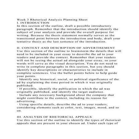 Week 3 Rhetorical Analysis Planning SheetI. INTRODUCTIONIn thi.docx