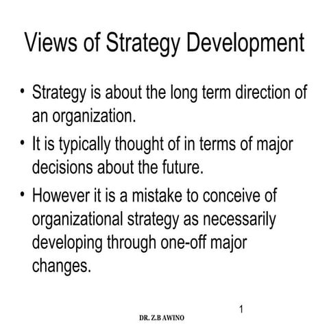 Week 3 views on strategy development | PPT
