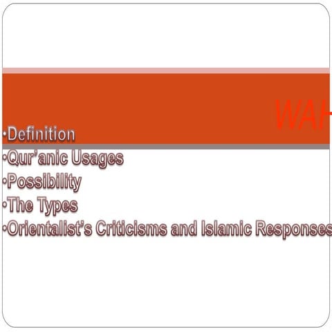 Science of Al-Quran : wahy/revealation | PPT