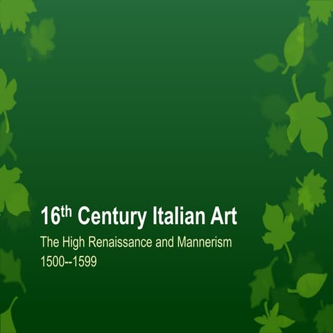 High Renaissance And Mannerism1 | PPT