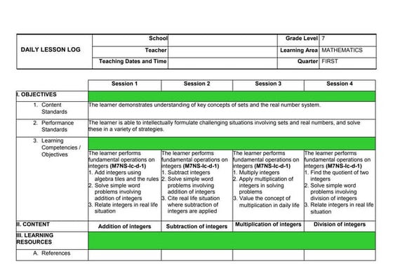 Cot Lesson Plan Adding And Subtracting Similar Fractions Explicit Pdf 6454
