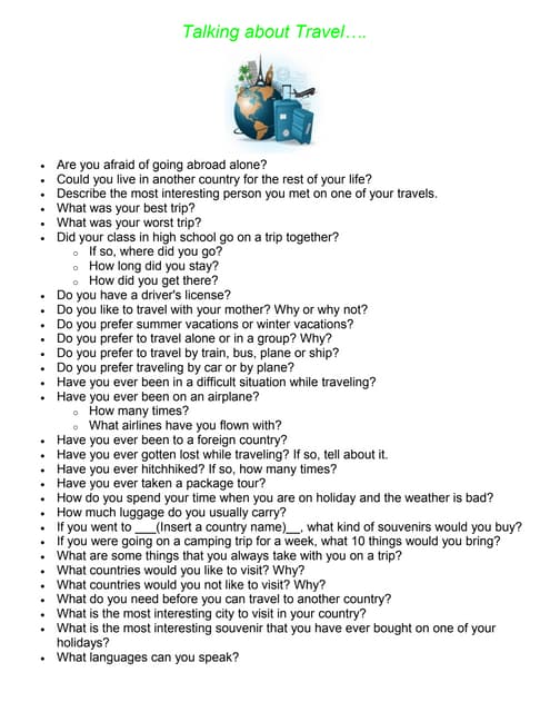 Travelling CONVERSATION ESL. | PPTX