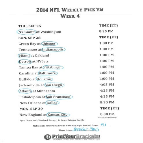 NFL WEEK 4 ALL PICKS | PDF