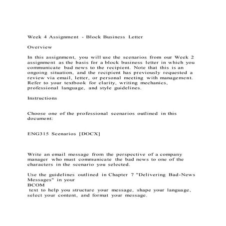 Week 4 assignment block business letter overviewin this | PDF