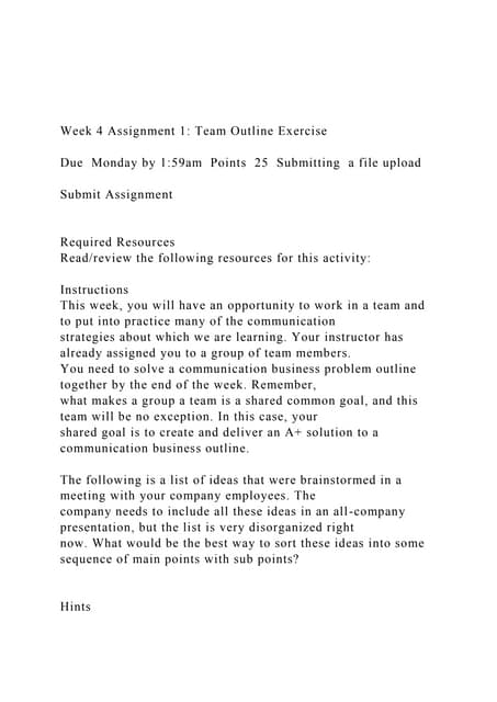 eek 4 Assignment Team Outline Exercise New Attempt Due.docx