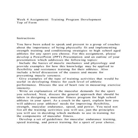Week 4 assignment training program development top of form | DOCX