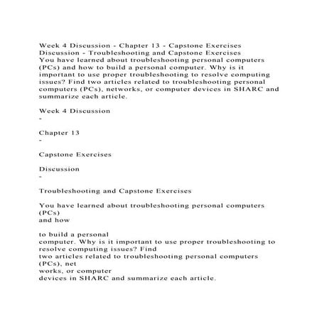 Week 4 Discussion - Chapter 13 - Capstone ExercisesDiscussion - .docx