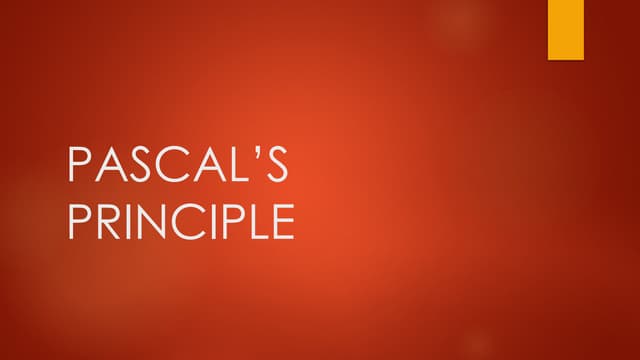 Pascal's principle | PPT