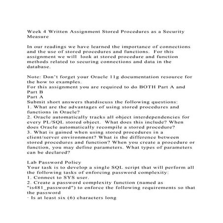 Week 4 Written Assignment Stored Procedures as a Security Measure.docx