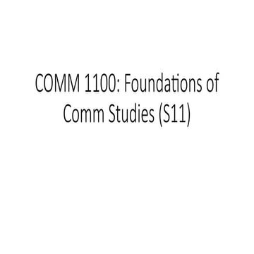 Foundations of Communication Studies Week 5 | PPTX