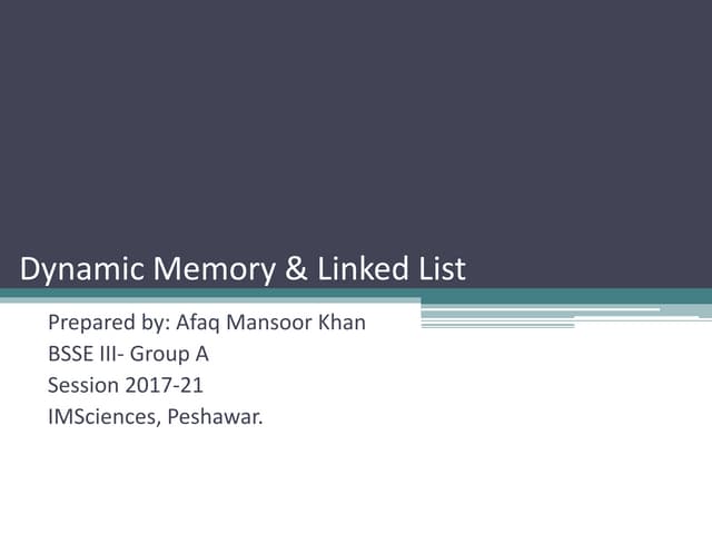 Dynamic Memory And Linked Lists Ppt