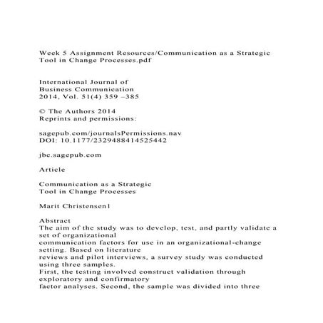 Week 5 Assignment ResourcesCommunication as a Strategic Tool in.docx