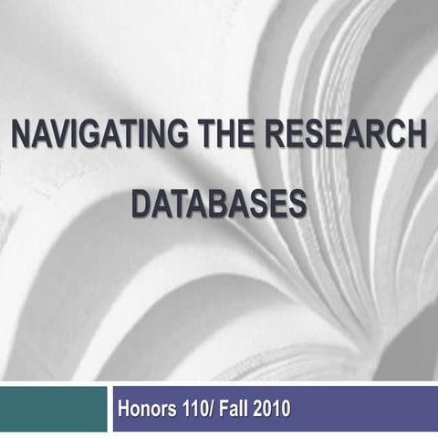 Navigating the Research Databases | PPTX