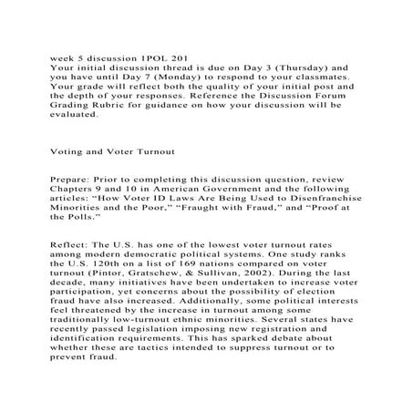 week 5 discussion 1POL 201Your initial discussion thread is due .docx